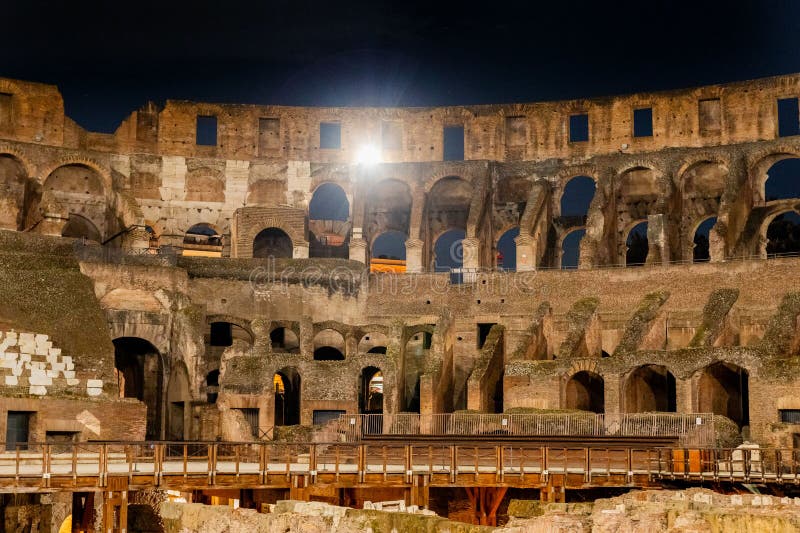 Amazing Colosseum Stadium Interior Illuminated at Night Stock Image ...