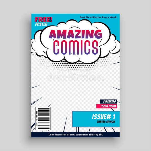 Amazing Comic Book Cover Page Template Design Stock Vector ...