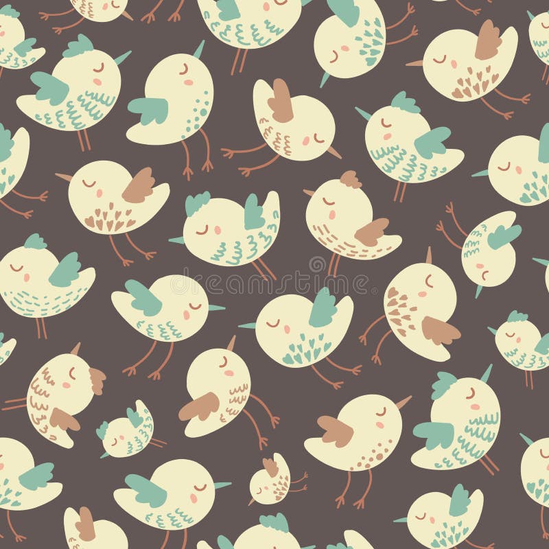 Amazing Cute Seamless Vintage Colorful Bird Chicken Pattern Stock ...