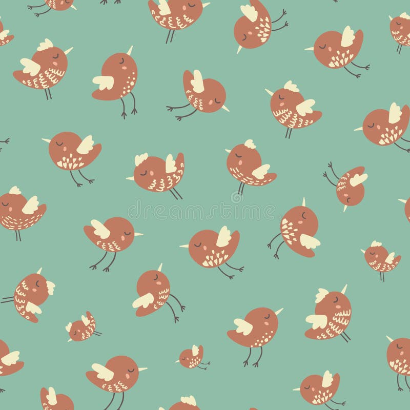 Amazing Cute Seamless Vintage Colorful Bird Chicken Pattern Stock ...