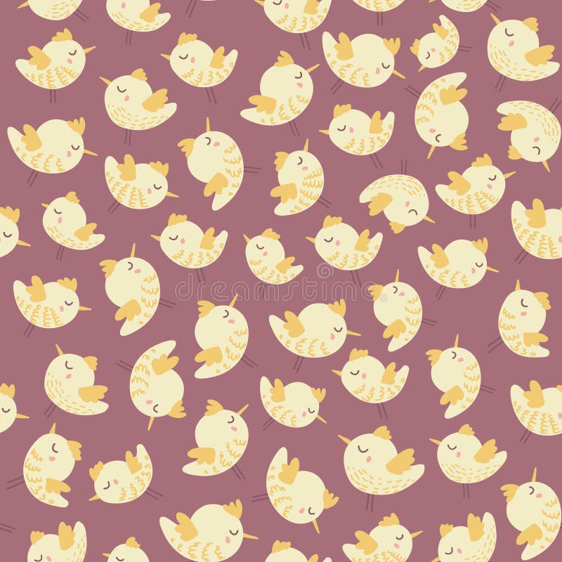 Amazing Cute Seamless Vintage Colorful Bird Chicken Pattern Stock ...