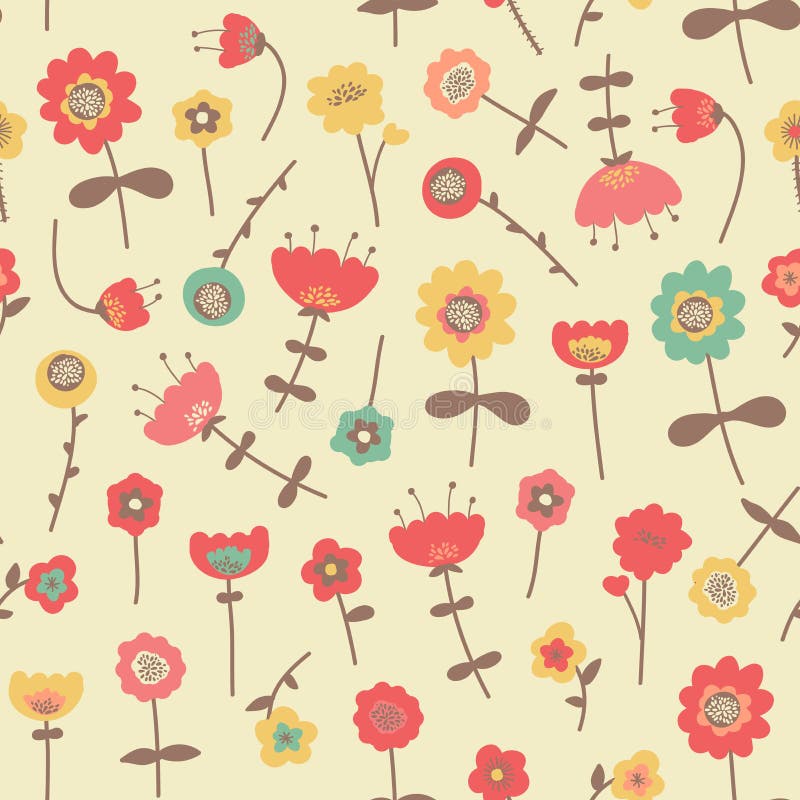Amazing Cute Seamless Vintage Colorful Floral Pattern Stock Vector ...