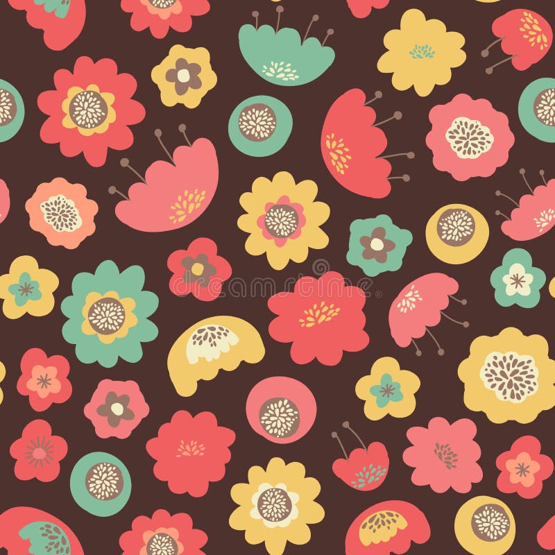 Amazing Cute Seamless Vintage Colorful Floral Pattern Stock Vector ...