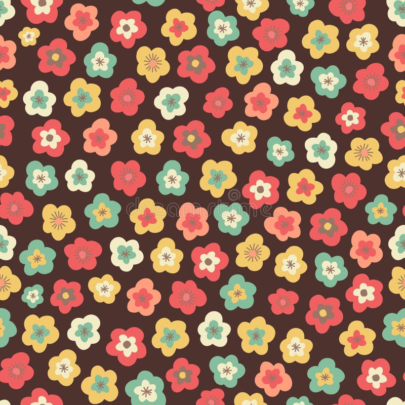 Amazing Cute Seamless Vintage Colorful Floral Pattern Stock Vector ...