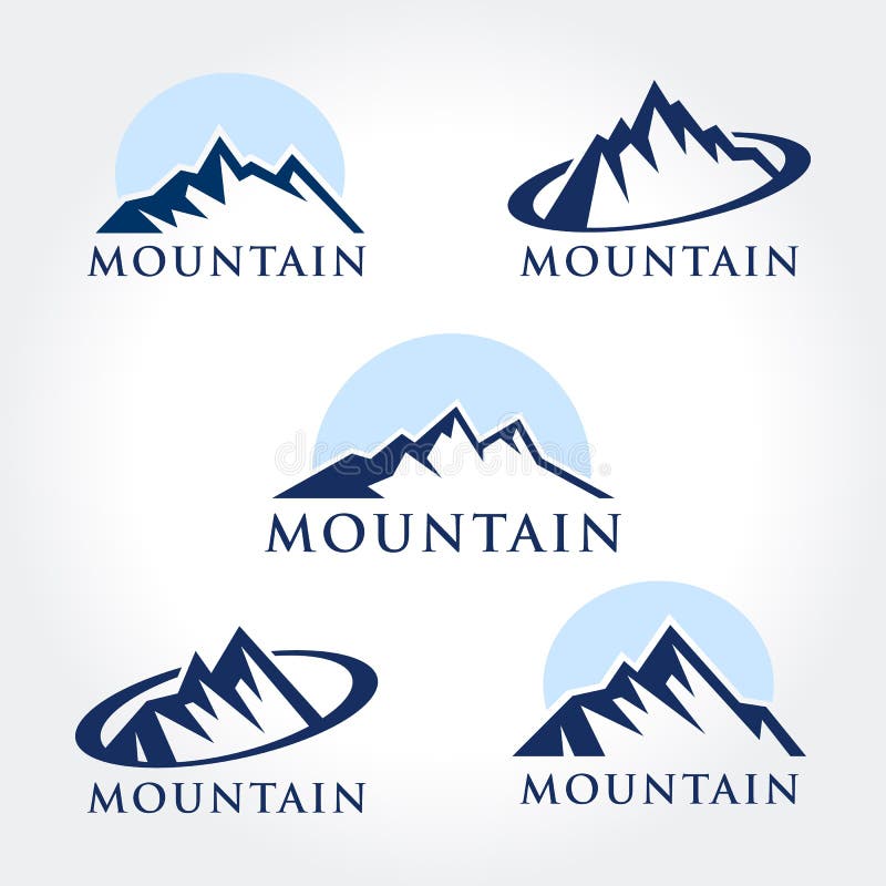 Creative High Mountain Icon Set Stock Vector - Illustration of outdoor ...