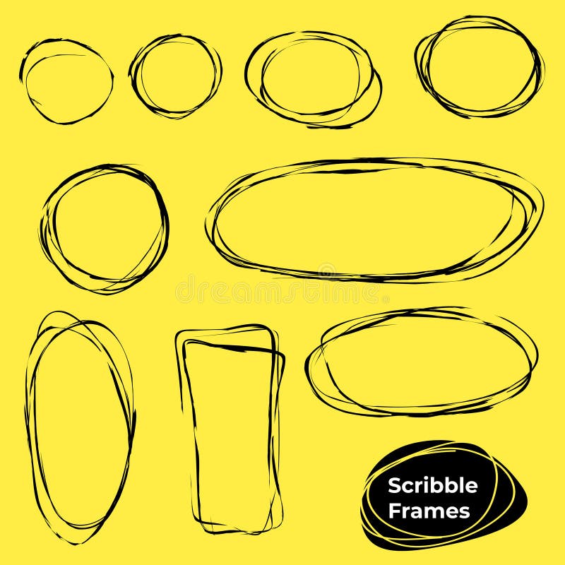 Set of Scribble Frame in Vector Stock Vector - Illustration of black ...