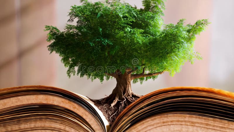 Beautiful Tree Growing from an Open Book Symbolizes Knowledge and ...