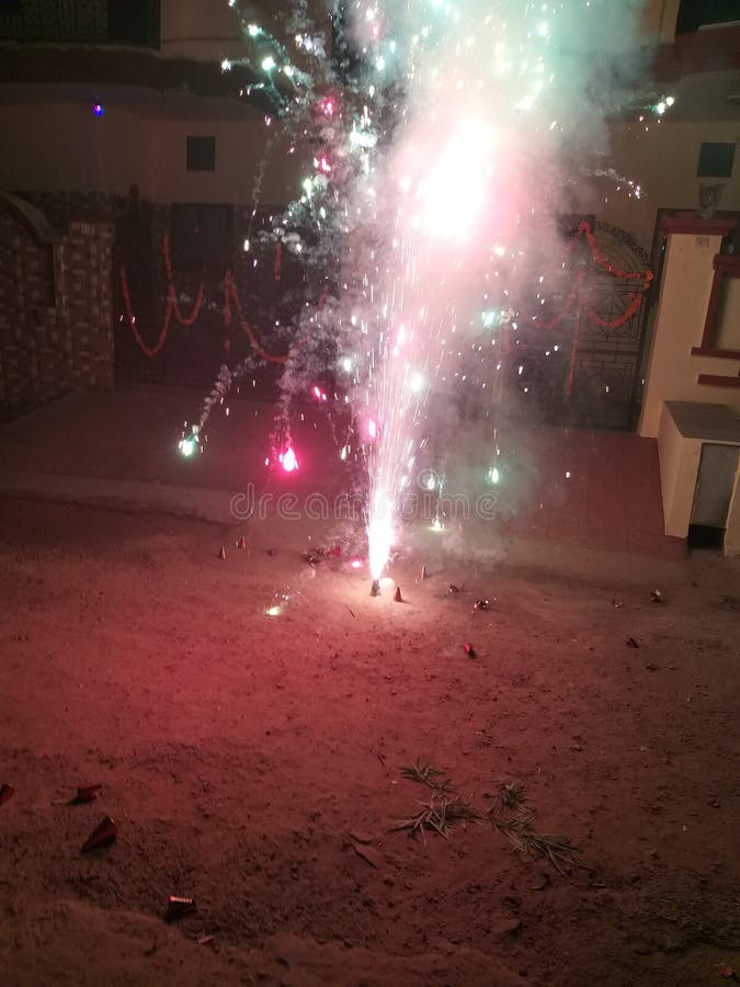 Diwali Fireworks - Rain Shower Stock Image - Image of water, type: 62260127