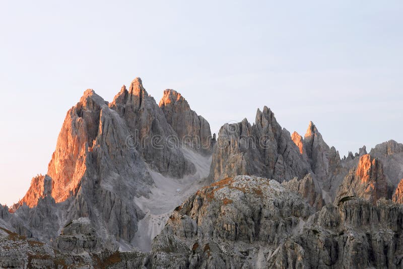 The Amazing Dolomites in the Sunrise Light. Stock Photo - Image of ...