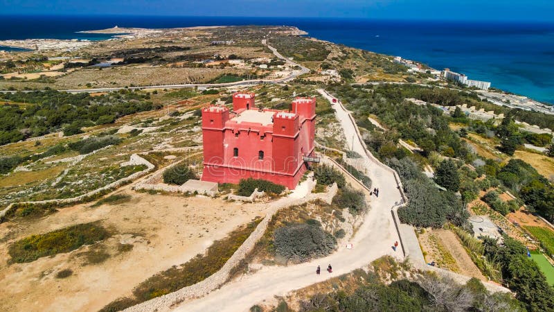 Amazing Drone Viewpoint on St Agatha S Red Tower in Malta Editorial ...