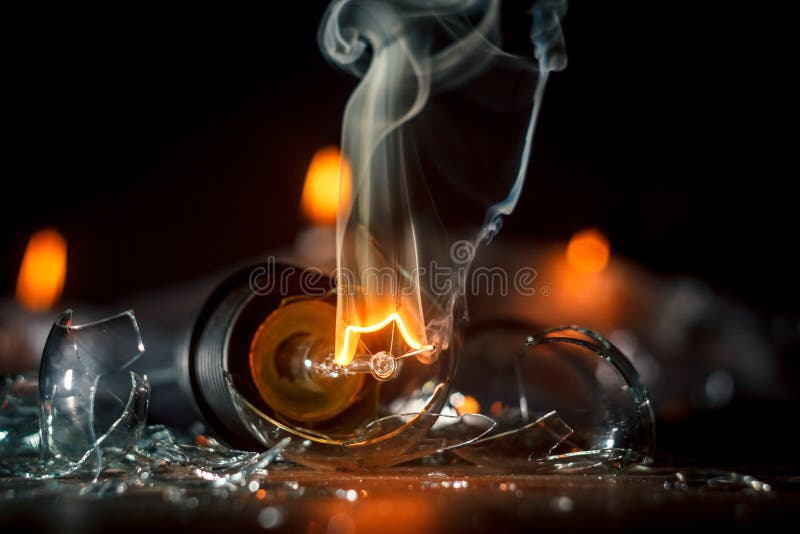 Amazing Explosion of a Burning Light Bulb with Splinters and Smoke ...