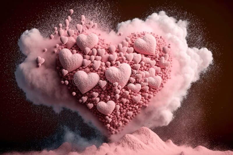 Amazing Explosion of Pink Powder in Heart Shape. Hearts of Pink Powder ...