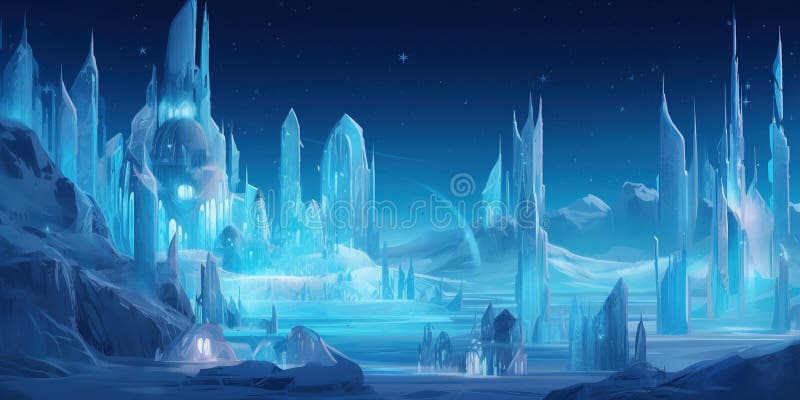 Amazing Fairytale Ice Castle Stock Photo - Image of spectacular ...