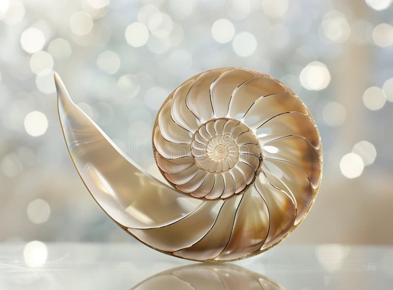 An Amazing Fibonacci Pattern in a Nautilus Shell Stock Illustration ...