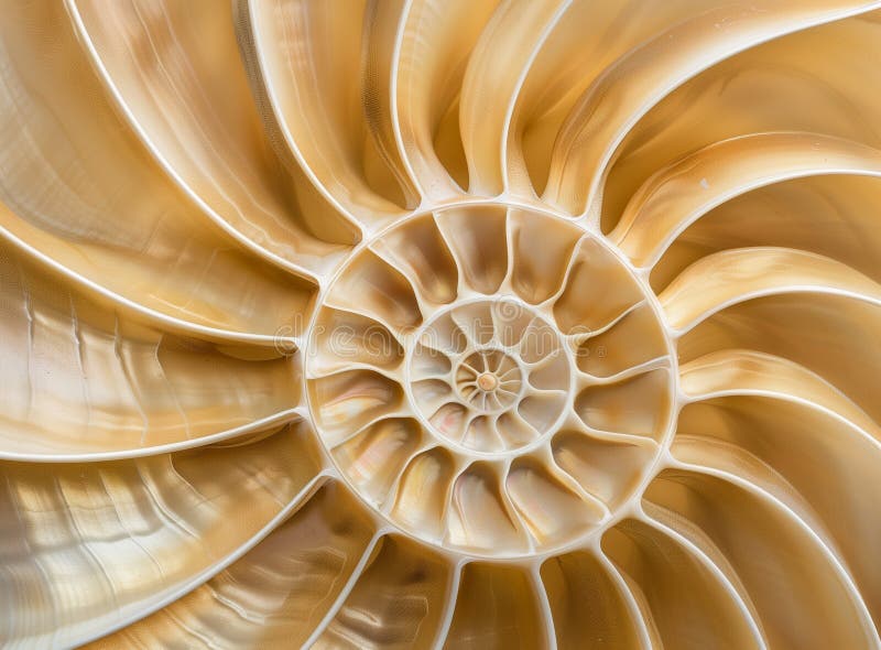 An Amazing Fibonacci Pattern in a Nautilus Shell Stock Image - Image of ...