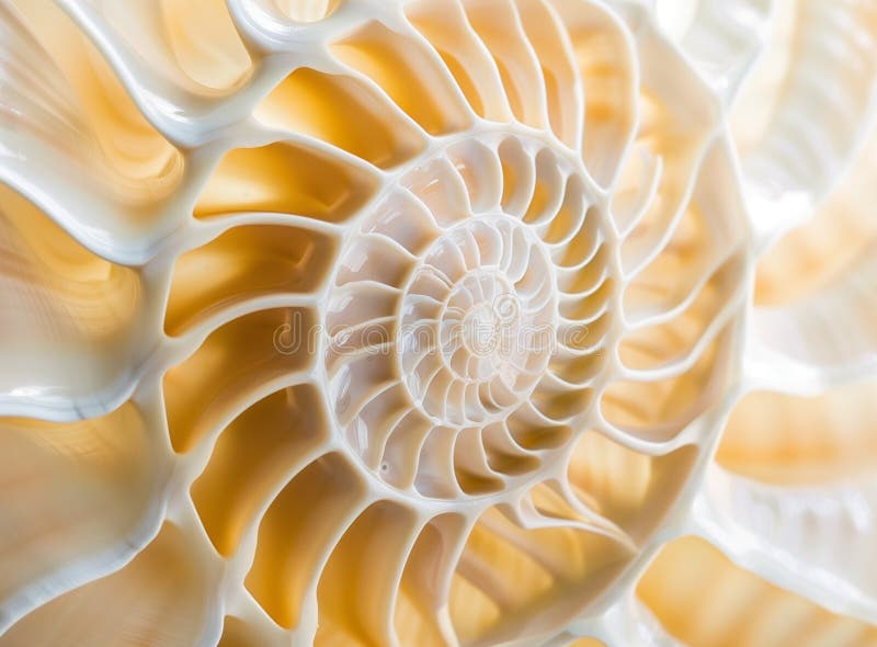 An Amazing Fibonacci Pattern in a Nautilus Shell Stock Photo - Image of ...