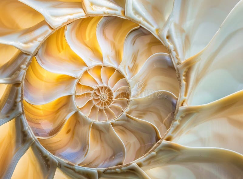 An Amazing Fibonacci Pattern in a Nautilus Shell Stock Image - Image of ...