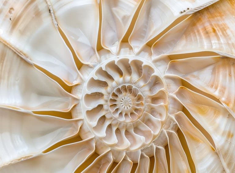 An Amazing Fibonacci Pattern in a Nautilus Shell Stock Photo - Image of ...