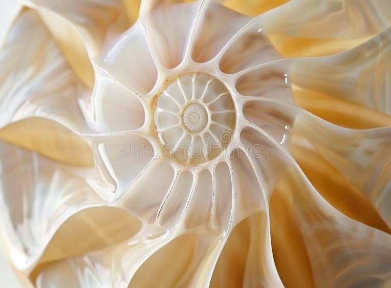 An Amazing Fibonacci Pattern in a Nautilus Shell Stock Image - Image of ...