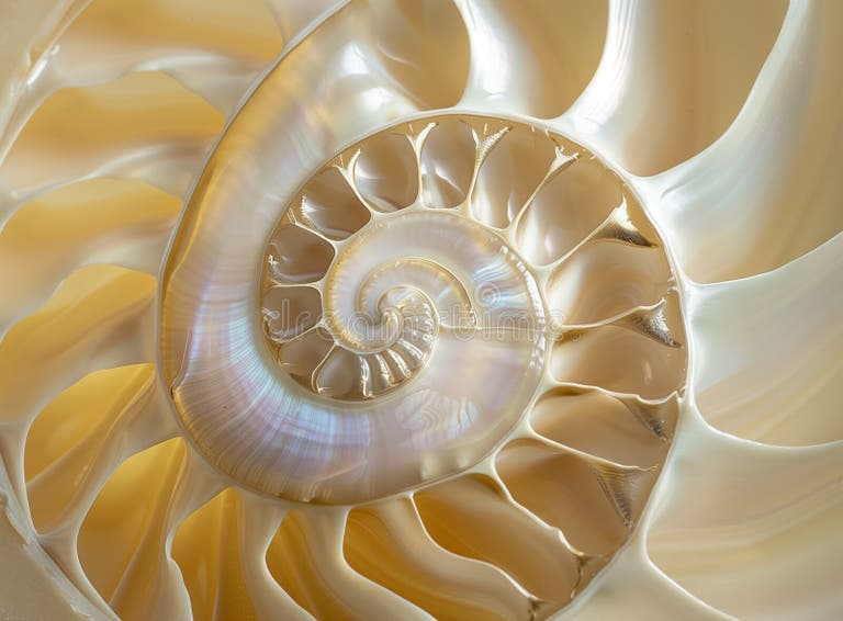 An Amazing Fibonacci Pattern in a Nautilus Shell Stock Image - Image of ...