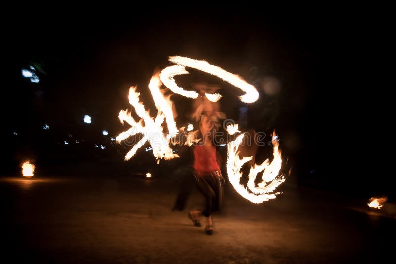 Amazing Fire Show Dance at Night, Editorial, 26/02/2016 Castlefield ...
