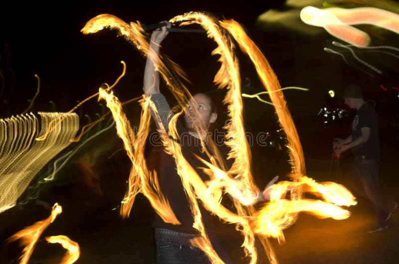 Amazing Fire Show Dance at Night, Editorial, 26/02/2016 Castlefield ...