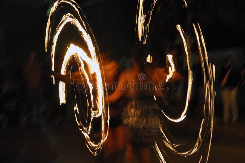 Amazing fire show at night stock photo. Image of light - 131326404