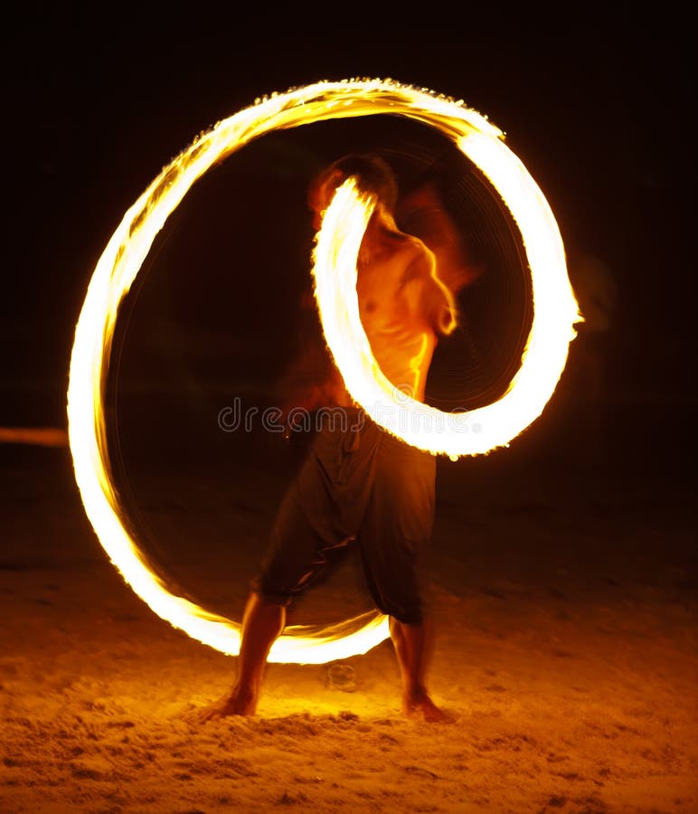 Amazing Fire Show at night editorial stock image. Image of performer ...