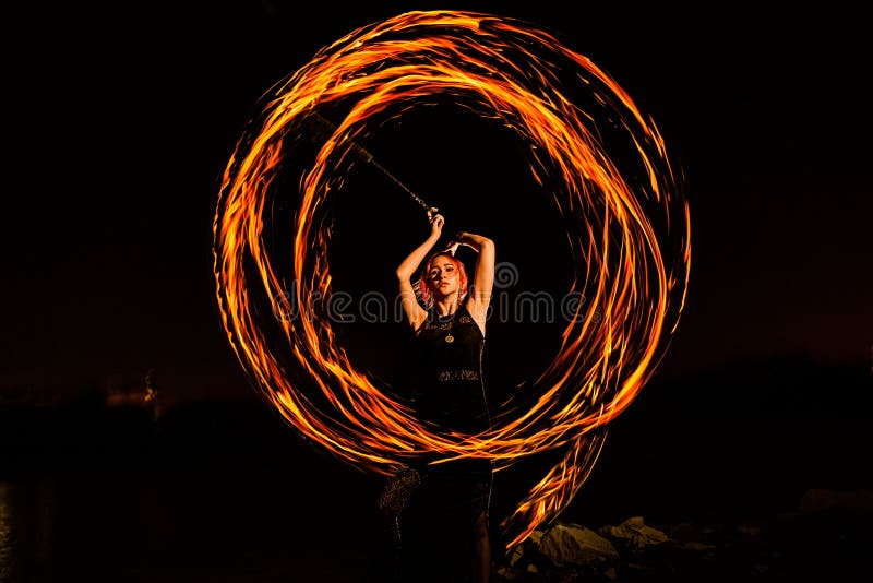 Amazing Fire Show at Night on Russia Editorial Stock Image - Image of ...