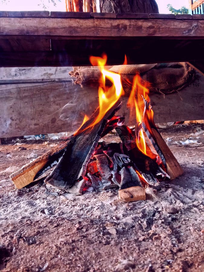 Amazing fire during winter stock image. Image of iluminating - 208119021