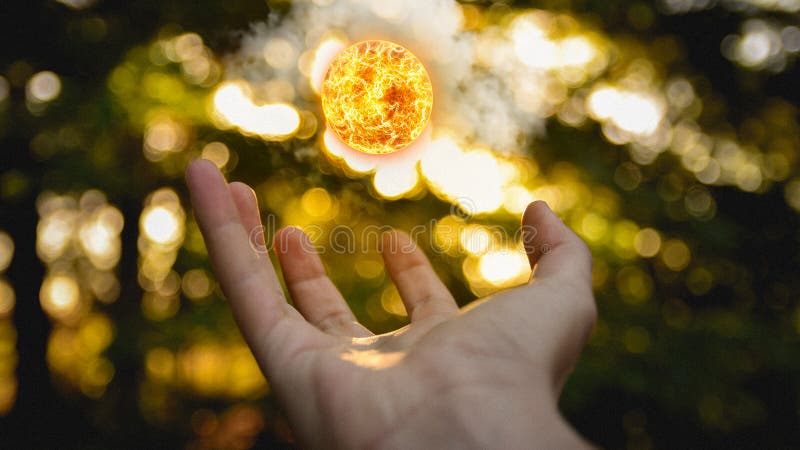 Amazing fireball in a hand stock photo. Image of amazing - 116888542