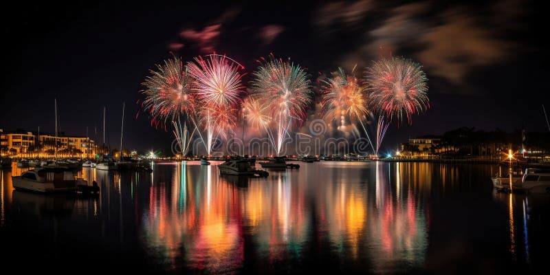 Amazing Fireworks in the Night Sky Editorial Image - Image of burst ...