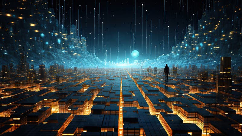 Amazing Futuristic City with Cutting-Edge Technology Stock Illustration ...