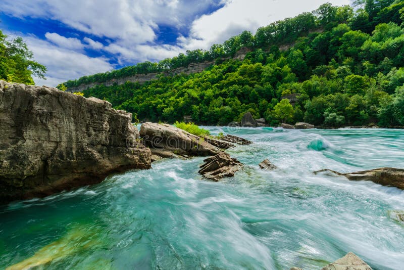 Amazing Gorgeous View of Niagara Falls River with Torrent of Water ...