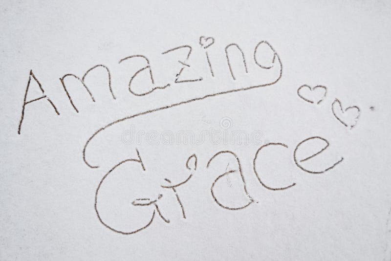 Amazing Grace Written on the Snow Stock Photo - Image of written, snow ...