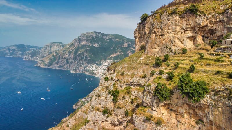 Amazing Hills and Mountains of Amalfi Coast, View from Drone Stock ...