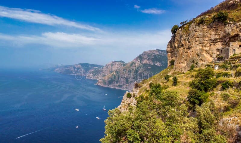 Amazing Hills and Mountains of Amalfi Coast, View from Drone Stock ...