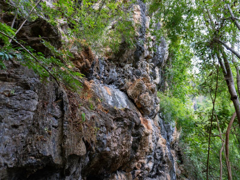 Amazing Hillside Cliff with Compressed Layer Rock Structure of Volcanic ...