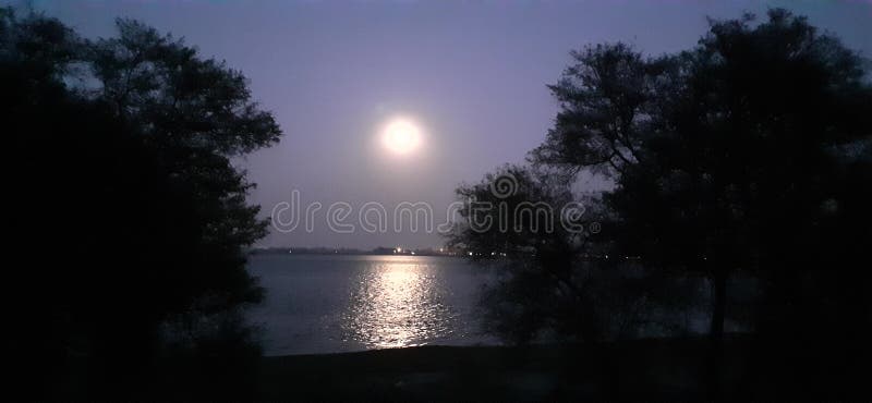 Moon Light Reflection on River Water Stock Photo - Image of space ...