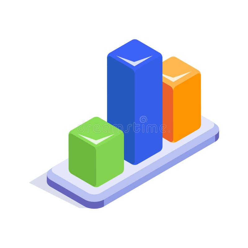An Amazing Isometric Icon of Bar Chart, Used To Visualize Data ...