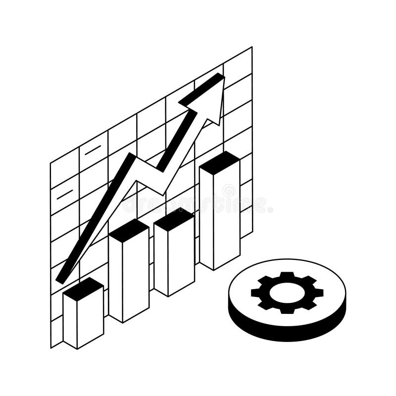An Amazing Isometric Icon Showing Smart Growth Analysis Tool Stock ...