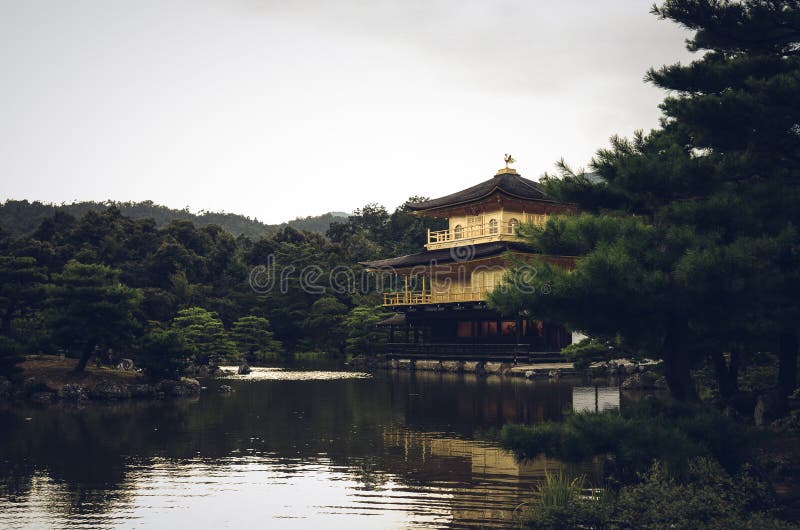 Amazing Japanese Building Located by the Lakeshore in the Forest Stock ...