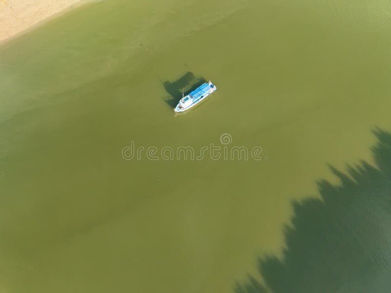 Amazing Lake or River Top View Frome Drone Camera Stock Image - Image ...
