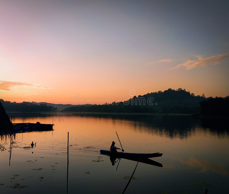 Amazing Lake at West Kalimantan with Beautiful Sunset Stock Image ...