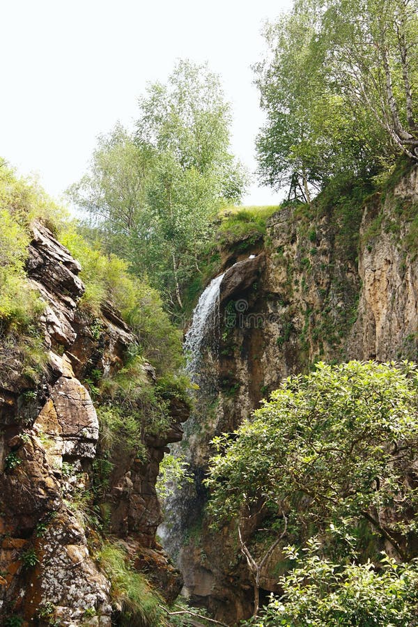Amazing Landscape with High Waterfall Falling Off Cliff in North ...