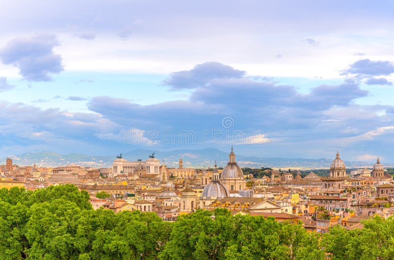Amazing Landscape with Rome, Italy with Sunset Light. Stock Photo ...