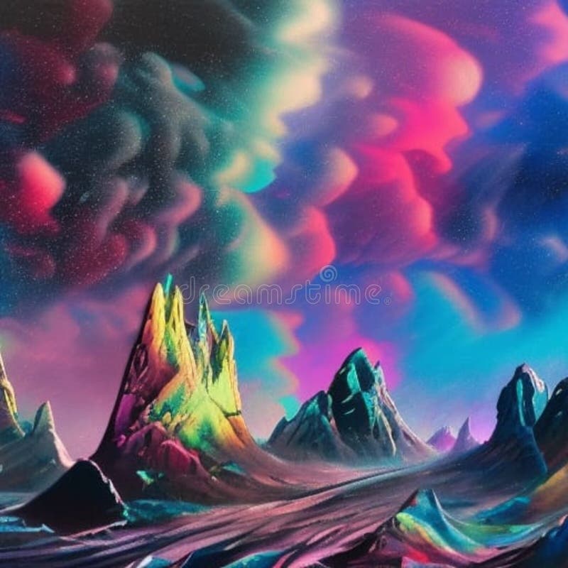 Amazing Landscape with Some Mountains Stock Illustration - Illustration ...