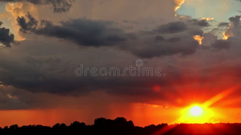 Amazing Late Sunset a Brilliancy Dramatic Fast Clouds Stock Video ...