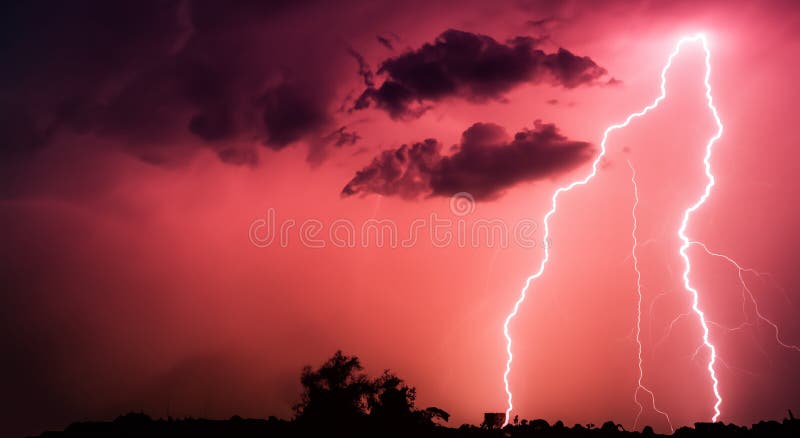 Amazing Lightning Strike in the Middle of the Field Stock Photo - Image ...