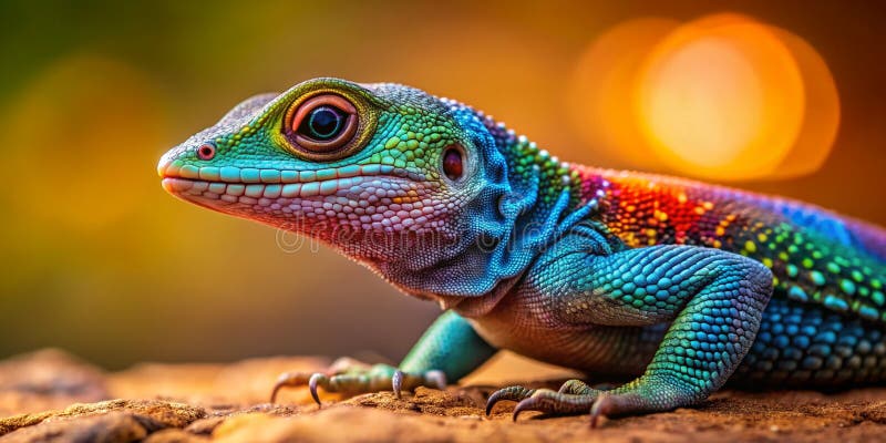 Amazing Lizard that Changes Different Colors Generative by AI Stock ...